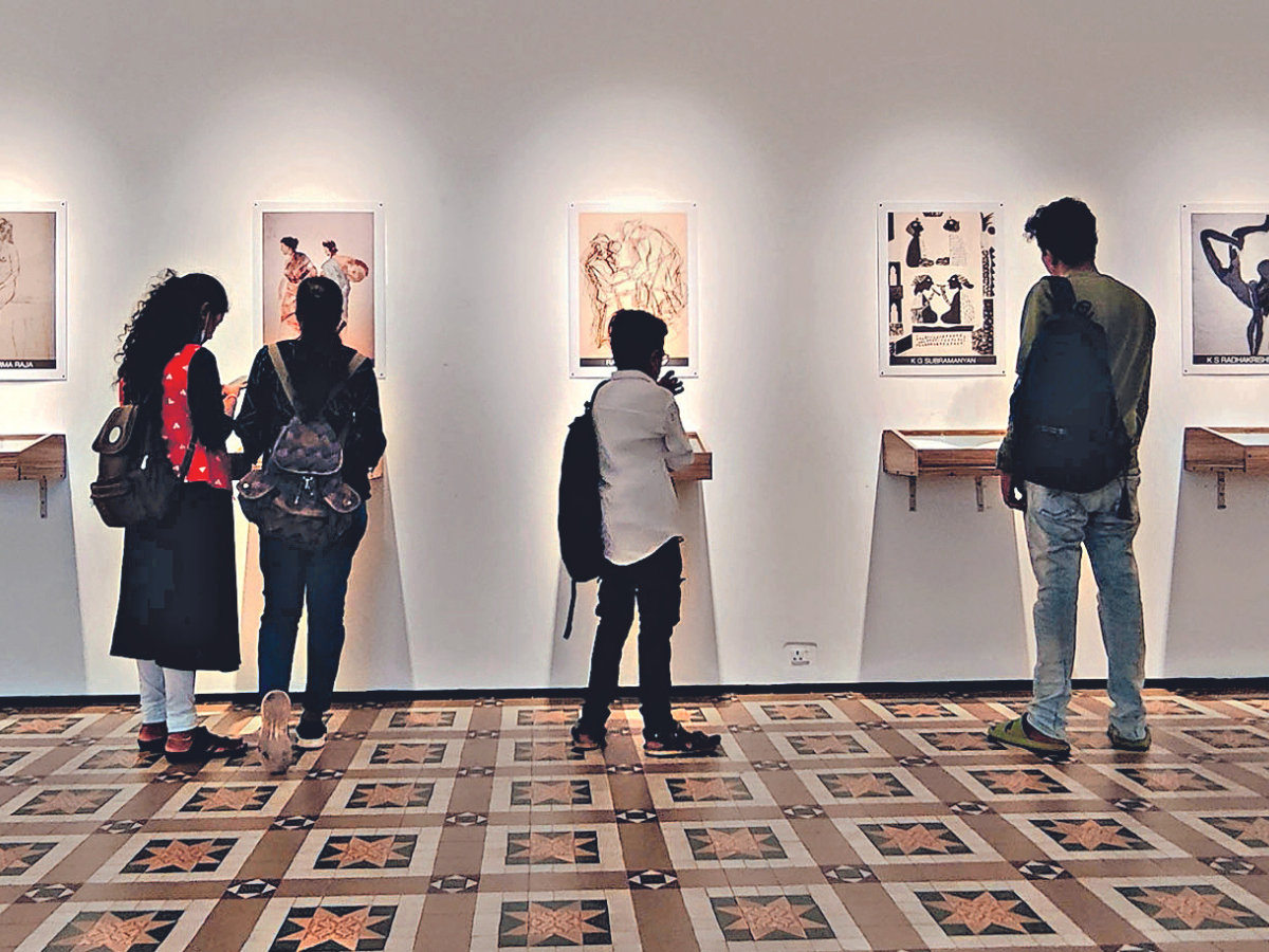 Portrait of the artist at work