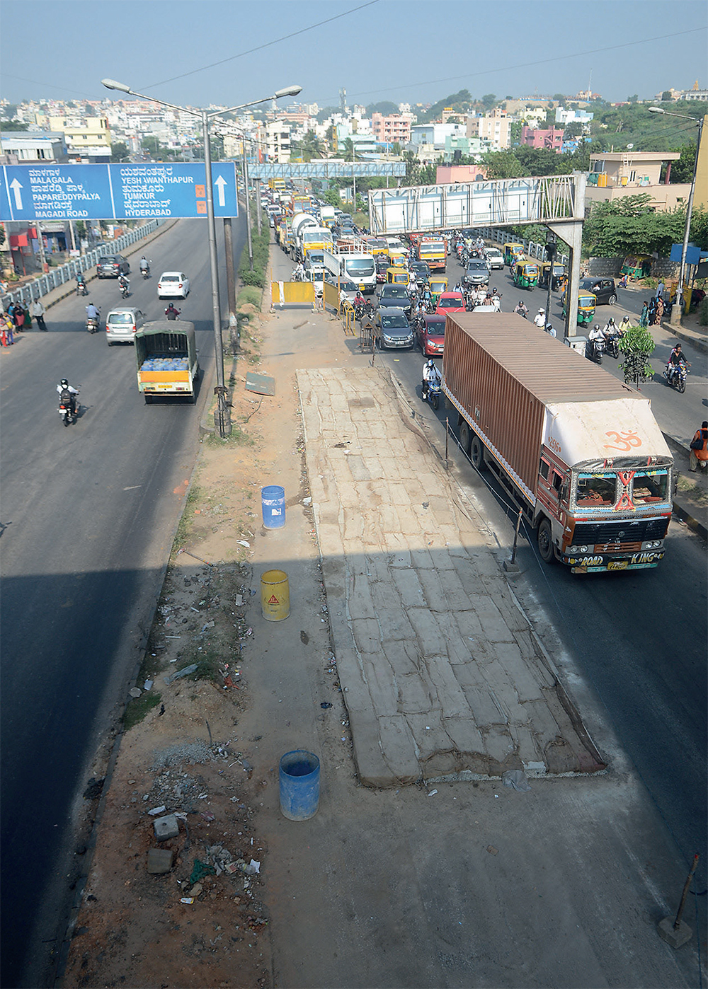 White-topping work in Nagarbhavi is a traffic nightmare. Guess why