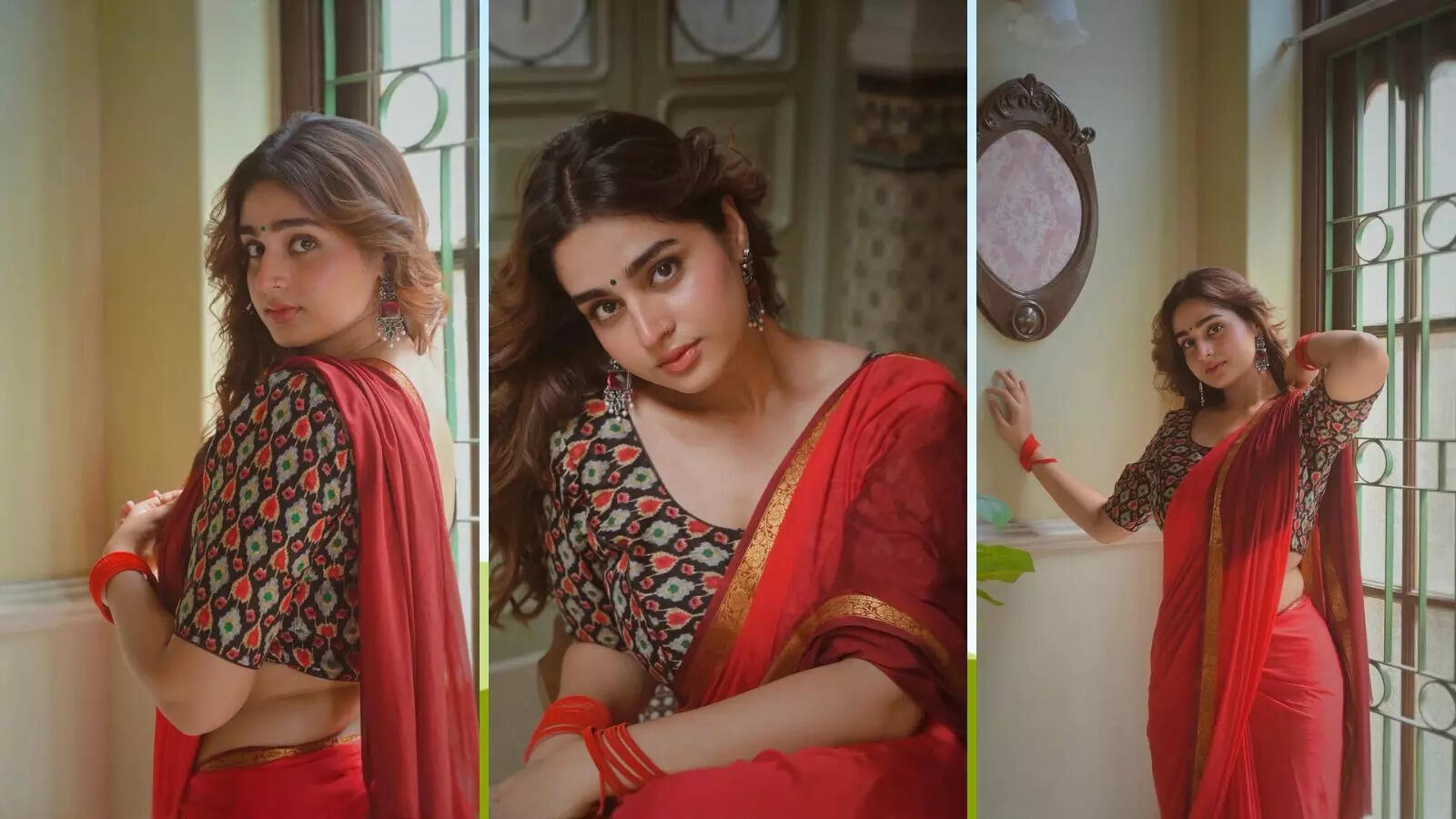 Ayesha Khan Stuns in Vibrant Red Saree - A Perfect Blend of Grace and ...