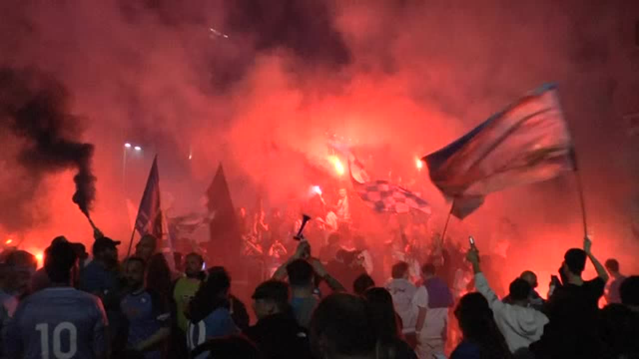 Celebrations after Napoli win first serie a in 33 years