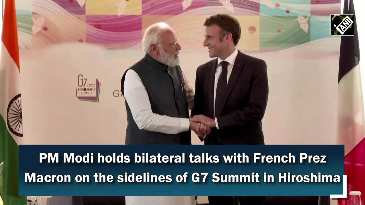PM Modi holds bilateral talks with French Prez Macron on the sidelines of G7 Summit in Hiroshima