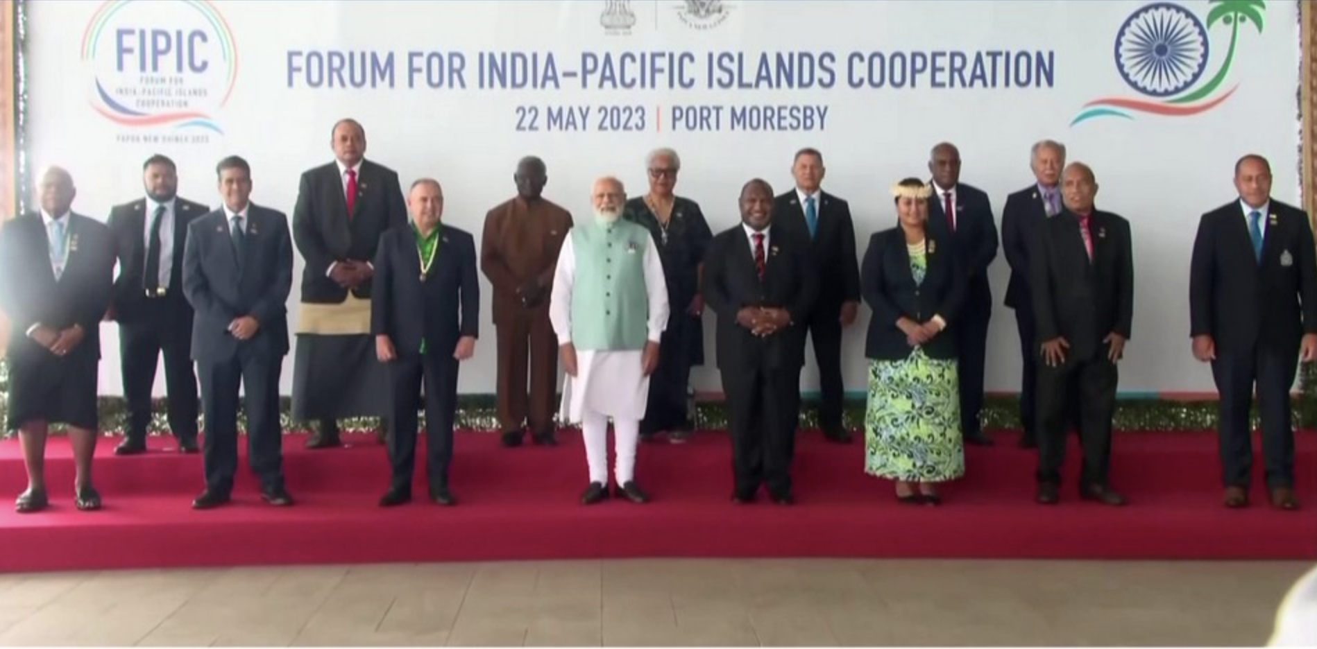 Pacific Island Countries leader pose for photograph with PM Modi during ...