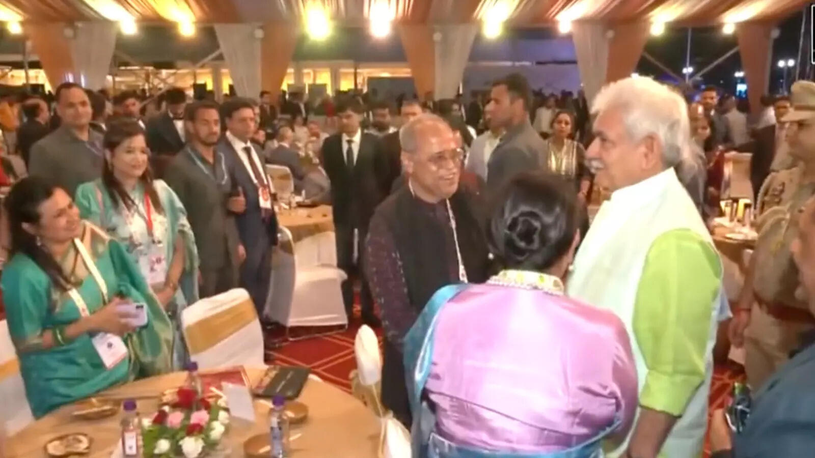 J&K LG Manoj Sinha meets G20 delegates at SKICC in Srinagar
