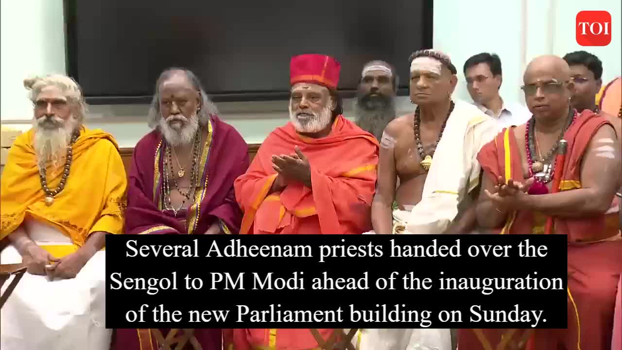 Adheenams hand over historic 'Sengol' to PM Modi Adheenams hand over historic 'Sengol' to PM Modi