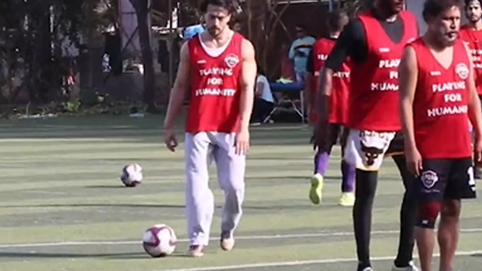 Tiger Shroff shows off his football skills on ground in Juhu