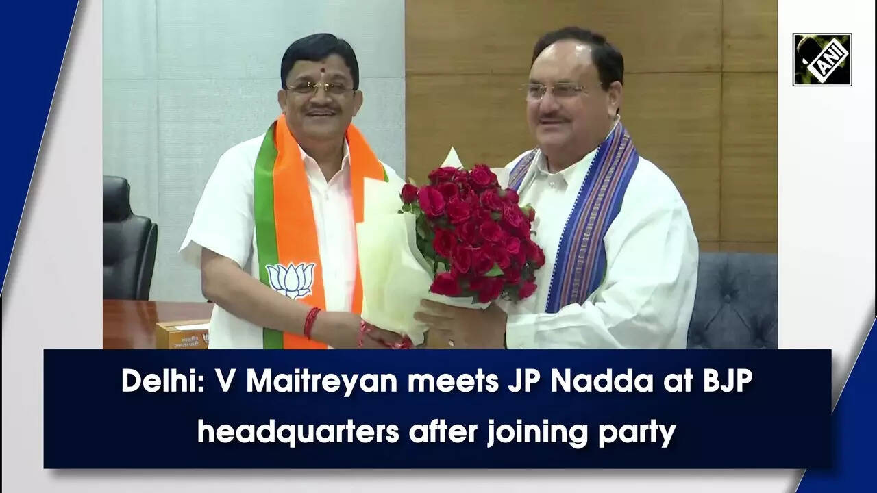 Delhi: V Maitreyan meets JP Nadda at BJP headquarters after joining party