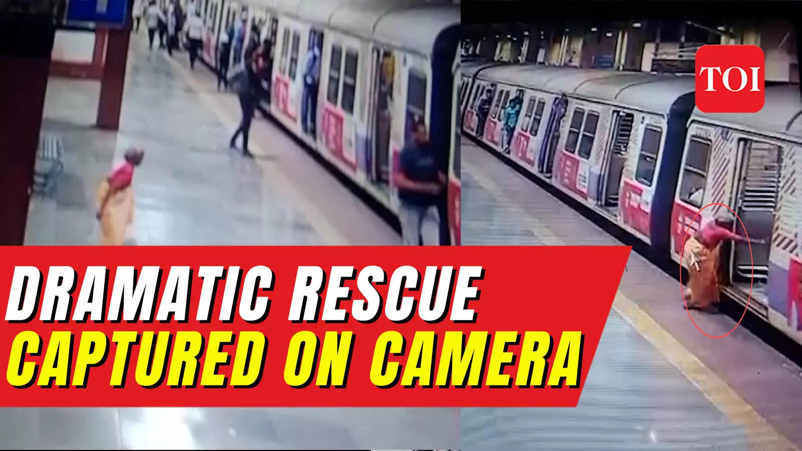 Caught on cam: Railway cop saves elderly woman from slipping under train