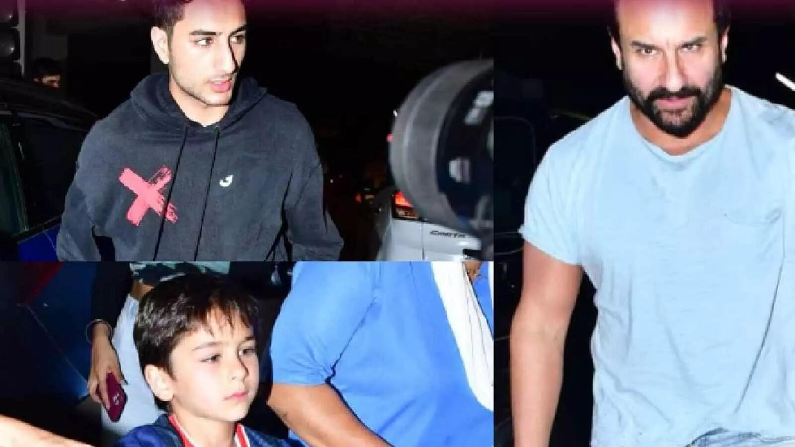 Saif Ali Khan goes for 'Adipurush' screening with Ibrahim and Taimur