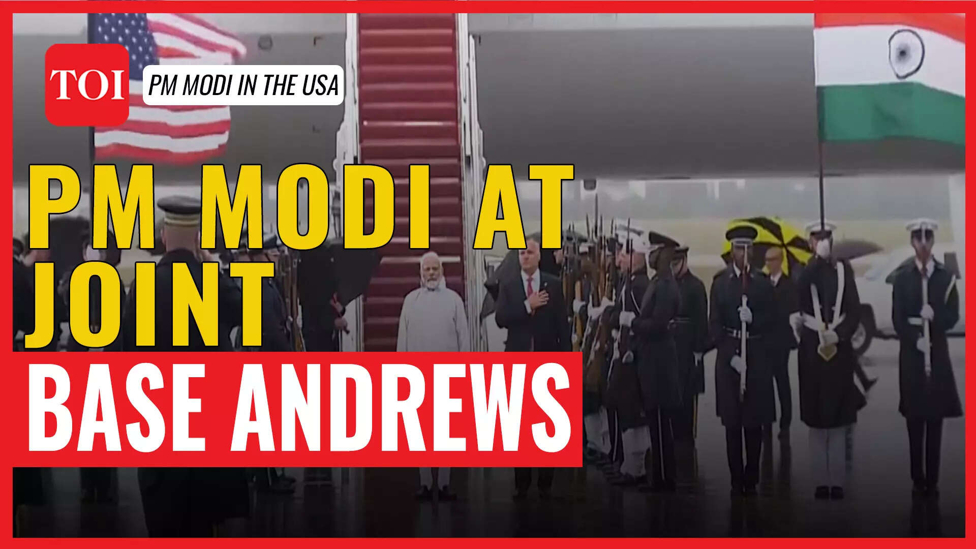 Watch: PM Modi braves rains as National Anthem is played at Joint Base Andrews in Washington