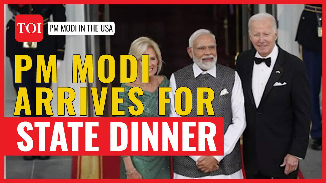 Modi arrives for State Dinner: PM Modi arrives for the State Dinner at ...
