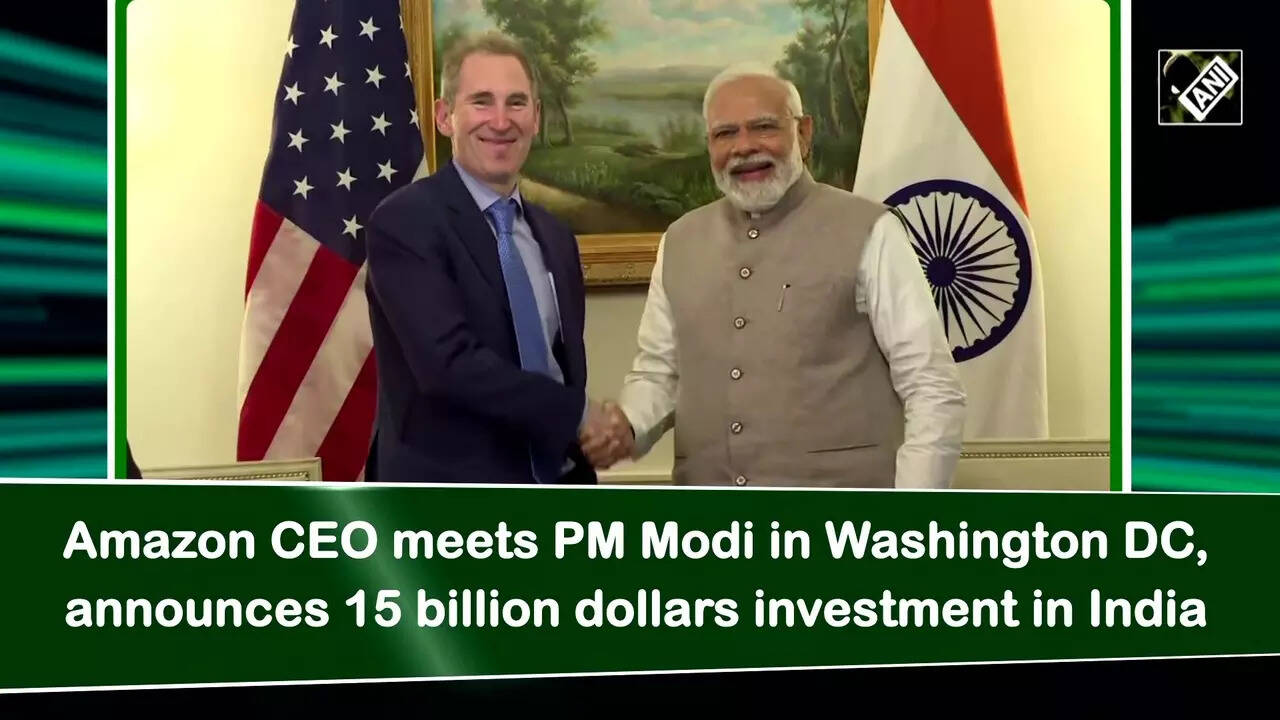 pm modi: Amazon CEO meets PM Modi in Washington DC, announces 15 ...