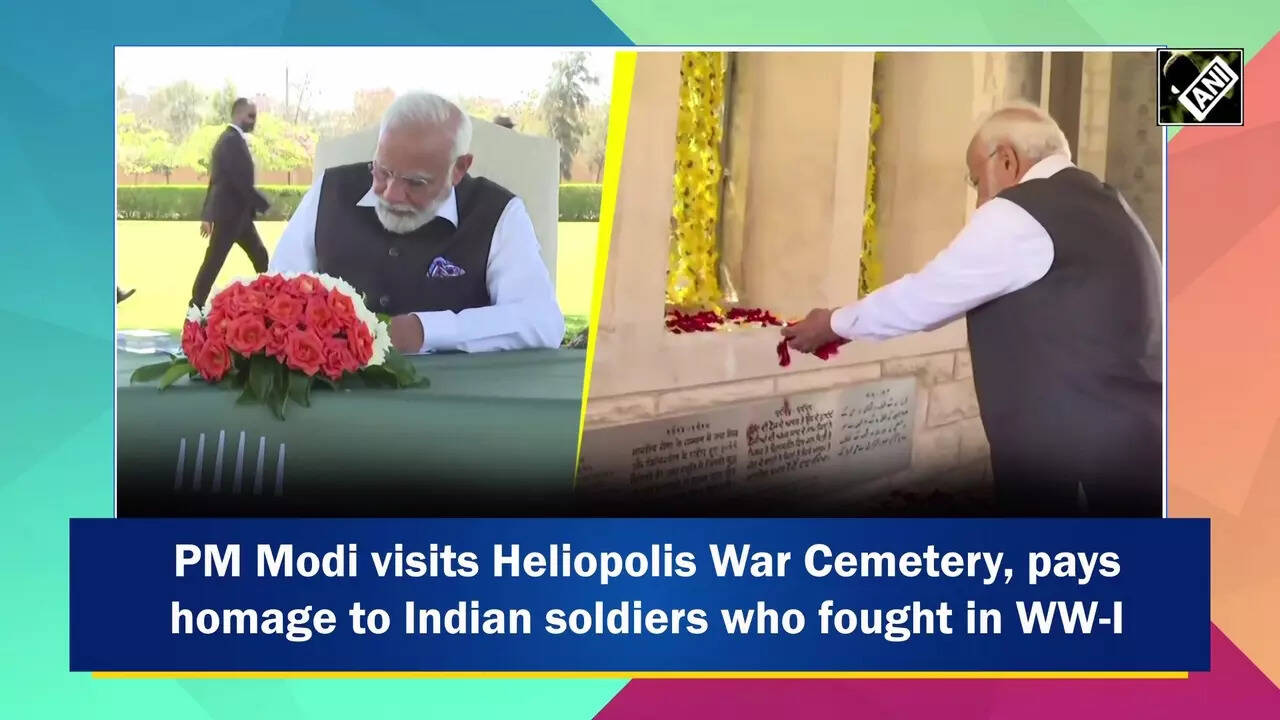 PM Modi visits Heliopolis War Cemetery, pays homage to Indian soldiers ...