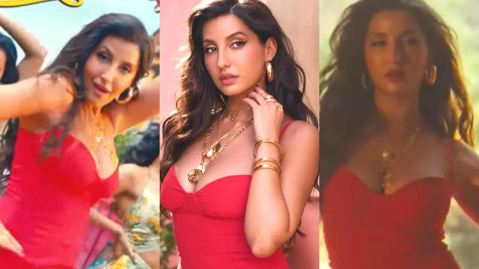HOTNESS ALERT! Nora Fatehi shows off her BOLD dance moves in a red mini-dress with plunging neckline