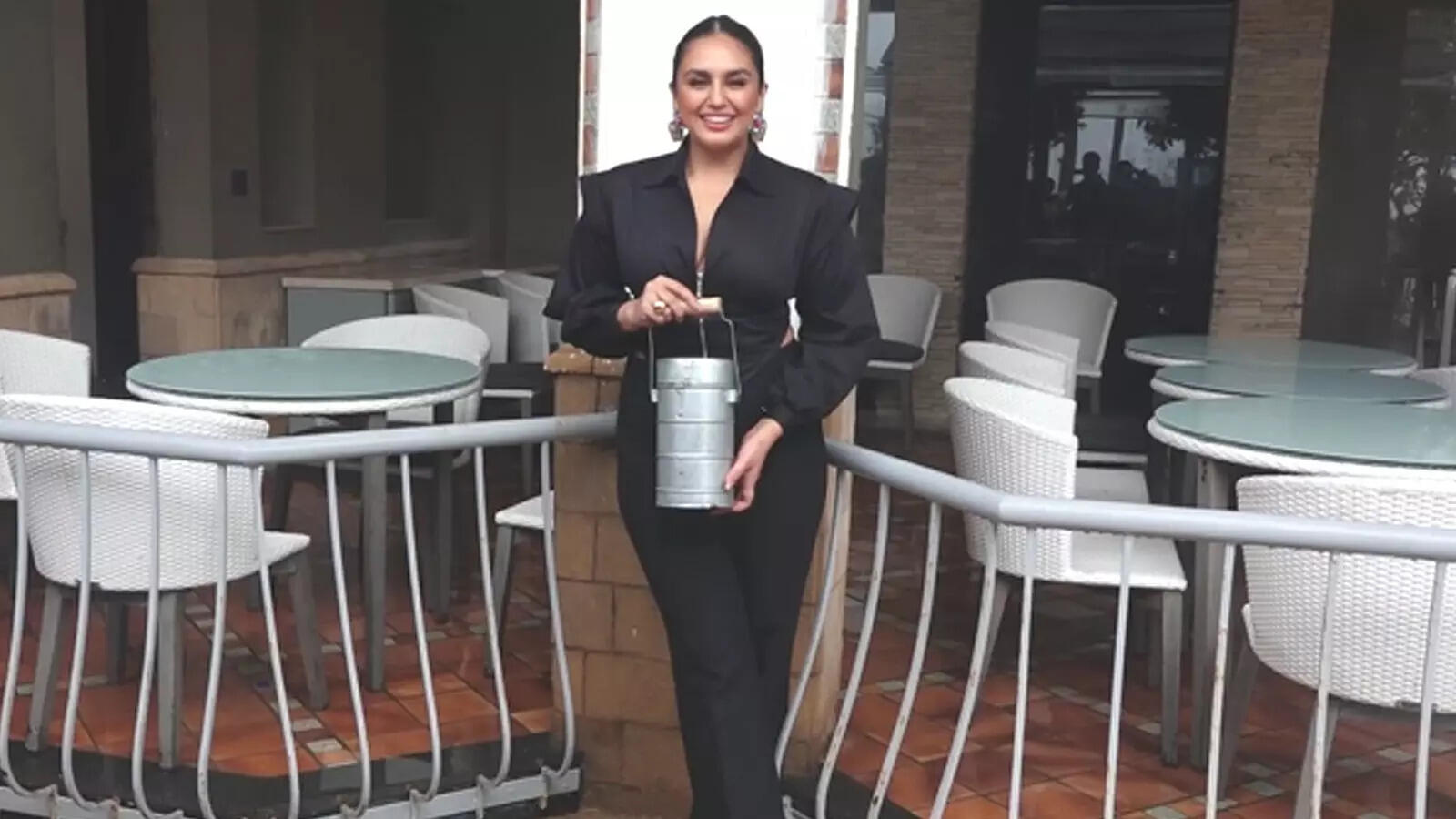 Watch: Huma Qureshi poses with lunch box during her movie promotions