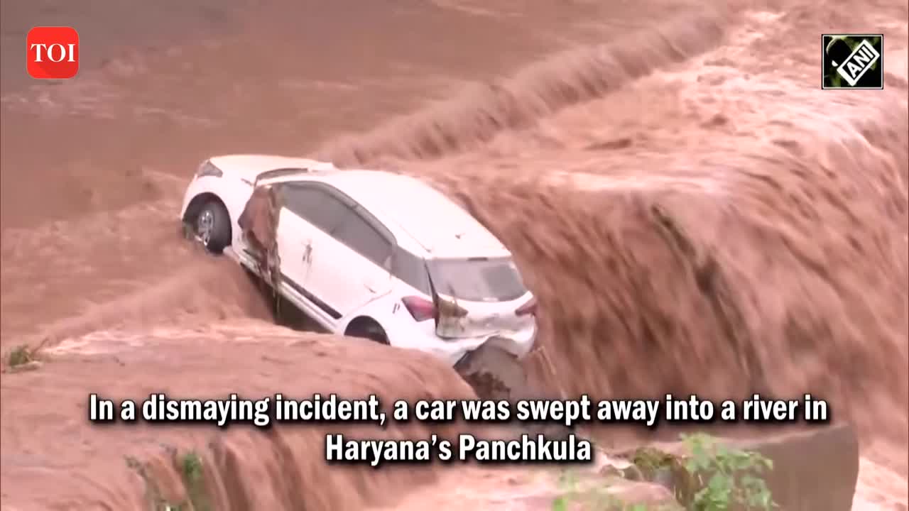 Haryana: Car swept away in river due to sudden overflow of water ...