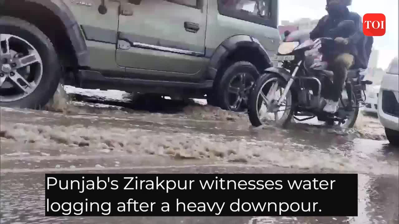 Punjab's Zirakpur witnesses water logging after heavy downpour