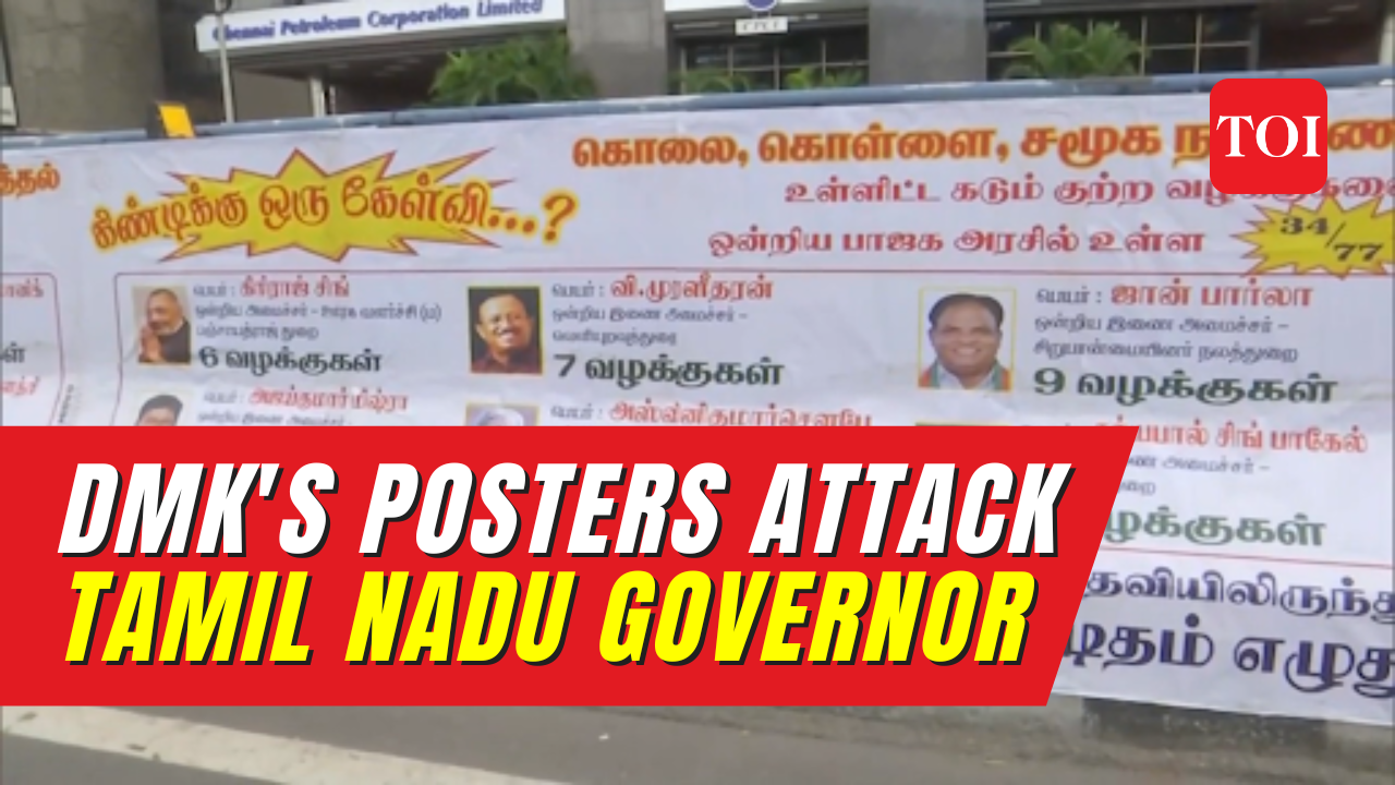 Watch: DMK supporters display posters criticising Tamil Nadu governor ...