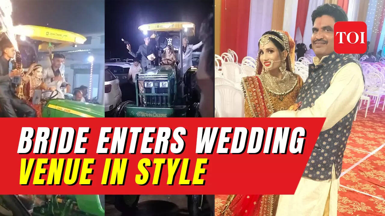 MP: Bride rides a tractor to her wedding venue, video goes viral
