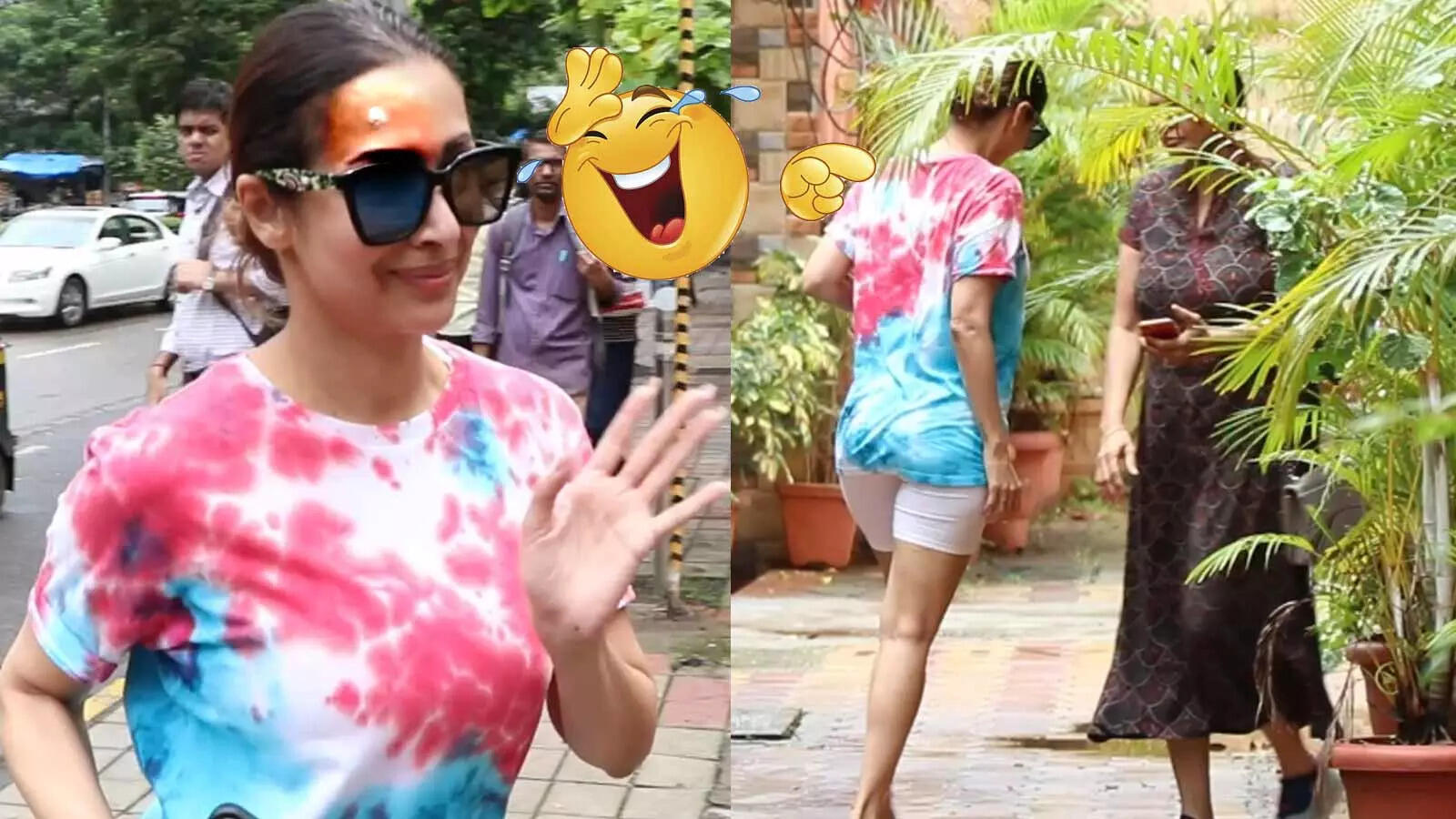 Lol! Malaika Arora almost bumps into a woman, small WHITE mark on ...