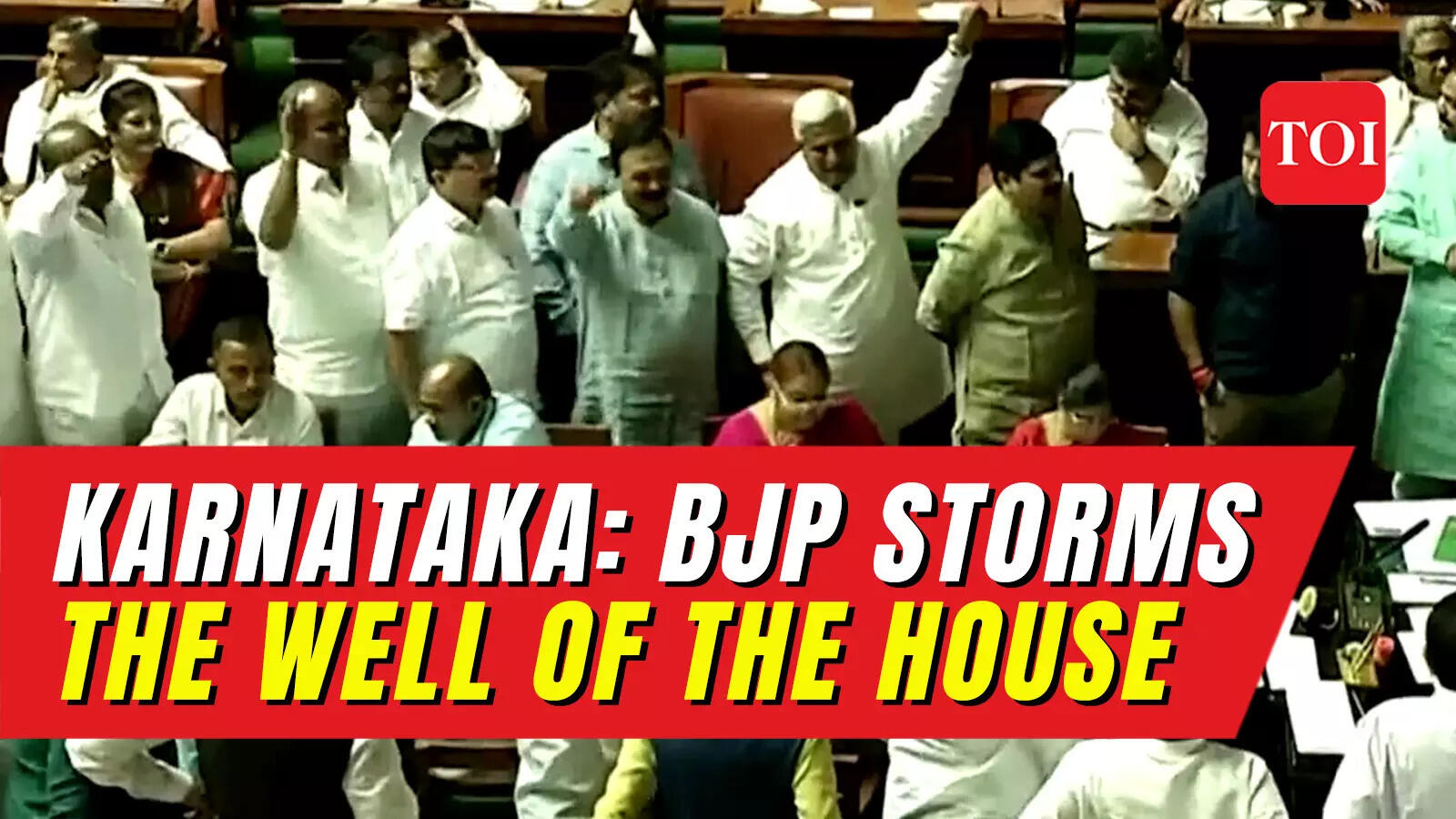 Karnataka: BJP storm well of House, demands implementation of Congress' poll promises