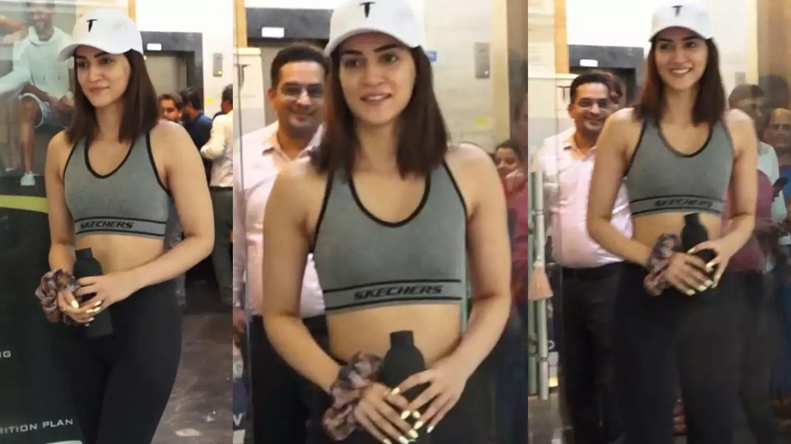 Kriti Sanon gets papped post workout session, flaunts her washboard abs in sports bra and leggings