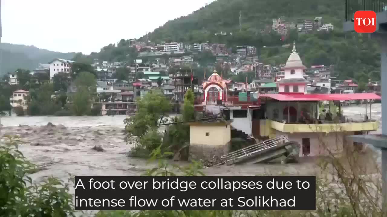 Mandi: Foot over bridge collapses due to intense flow of water at Solikhad