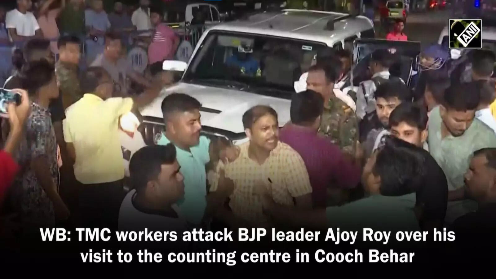 TMC workers attack BJP leader Ajoy Roy over his visit to the counting centre in Cooch Behar