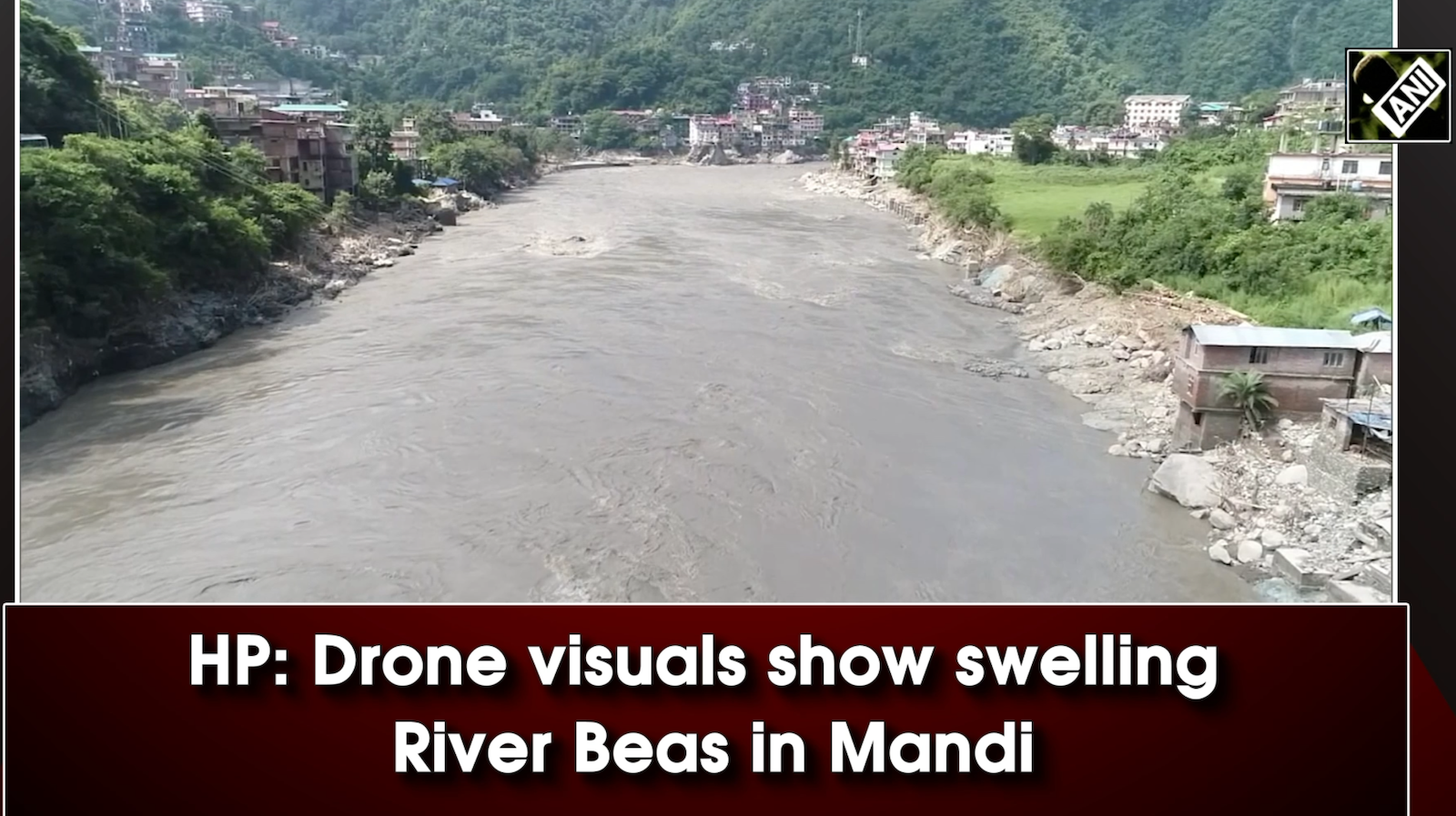Drone visuals show swelling River Beas in Mandi
