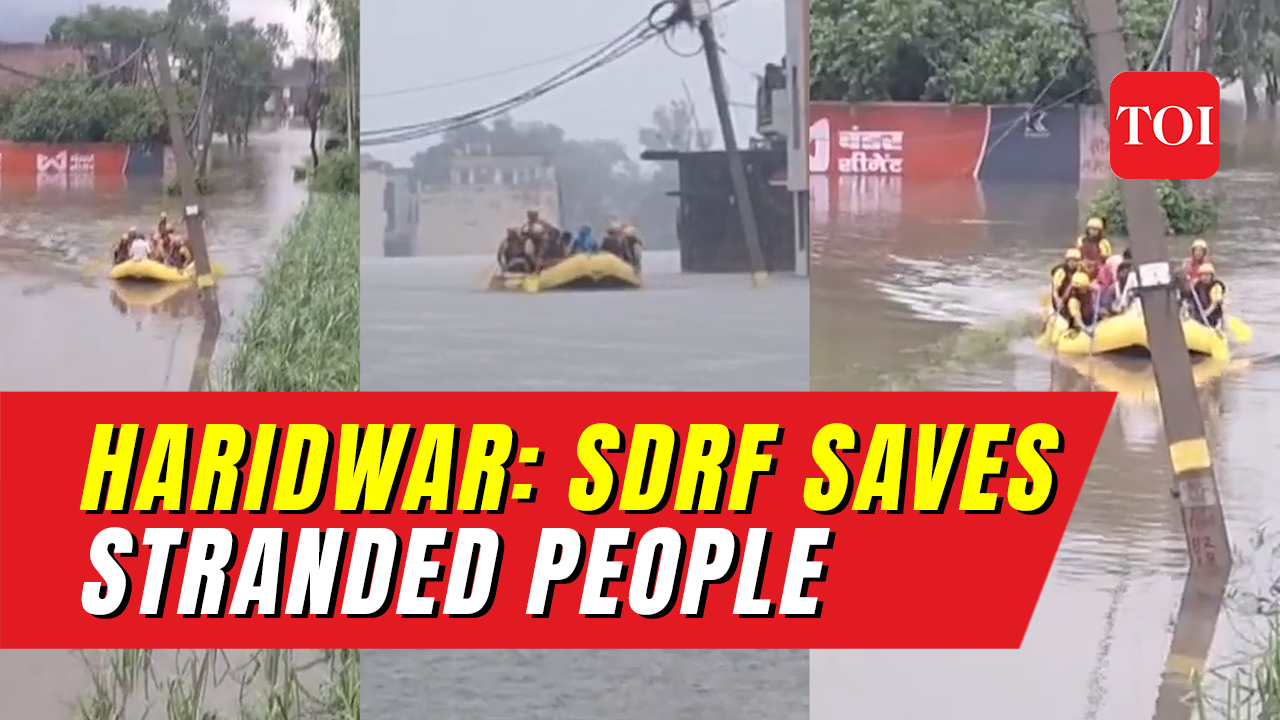 Haridwar: SDRF rescues people stranded in flood at Laksar area