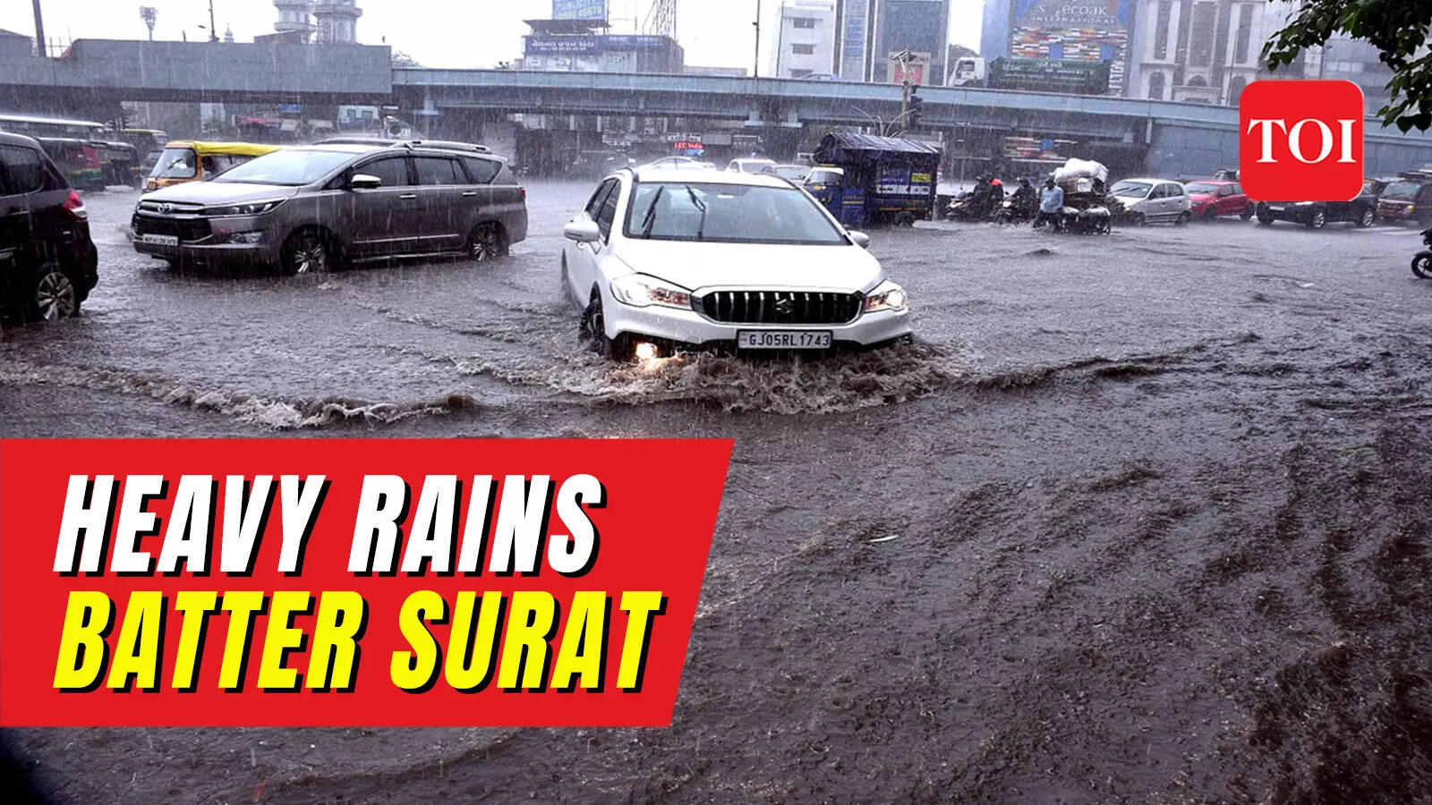 Watch: Heavy rains leave Surat in chaos, causes waterlogging, traffic ...