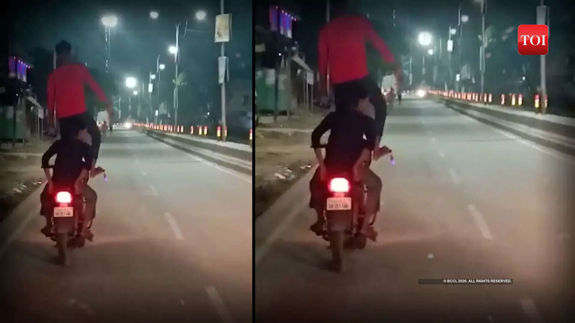 Youths perform deadly stunts on bike in Sitapur, video goes viral