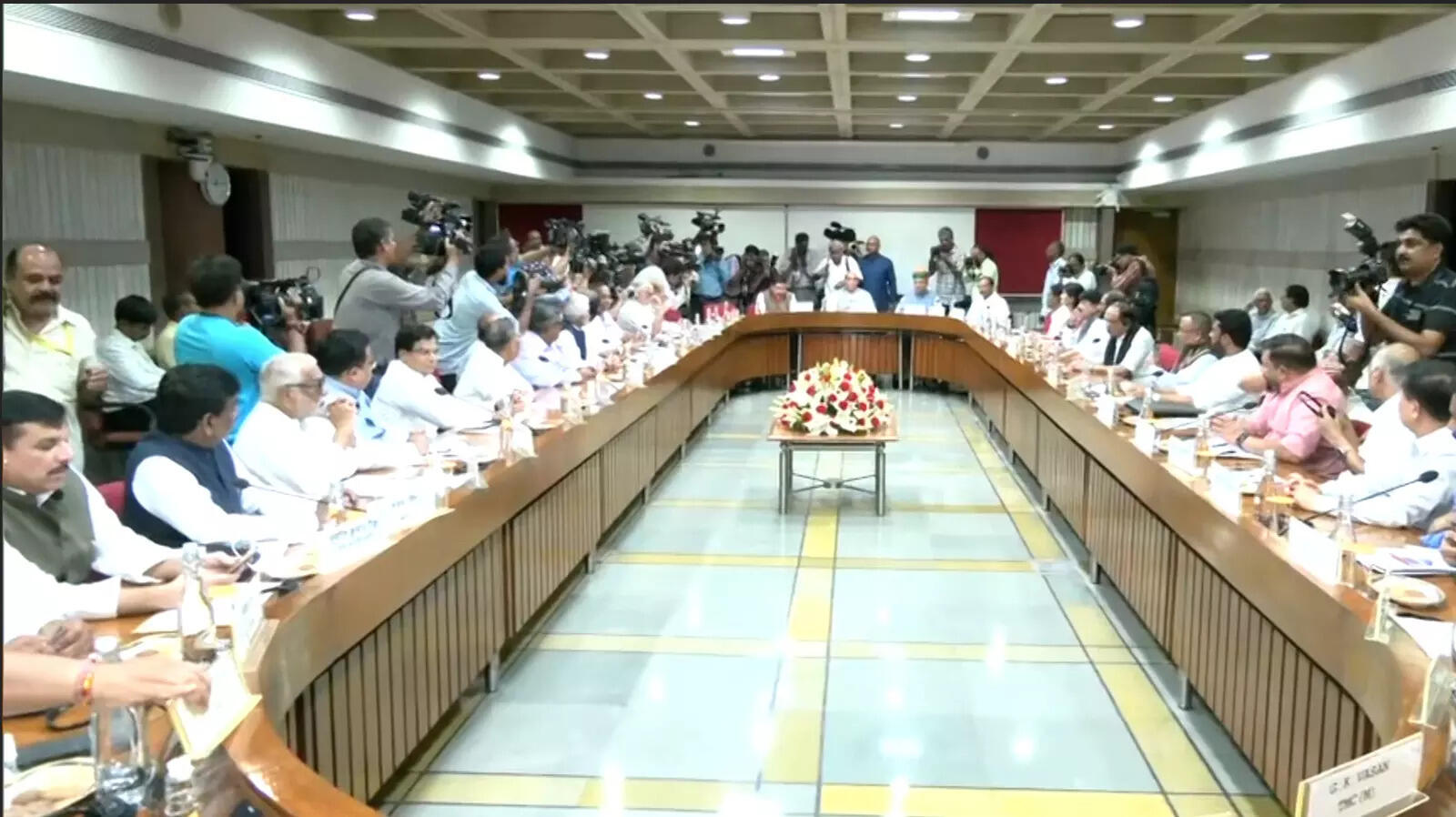 Delhi: Prominent leaders from various political parties arrive at ...