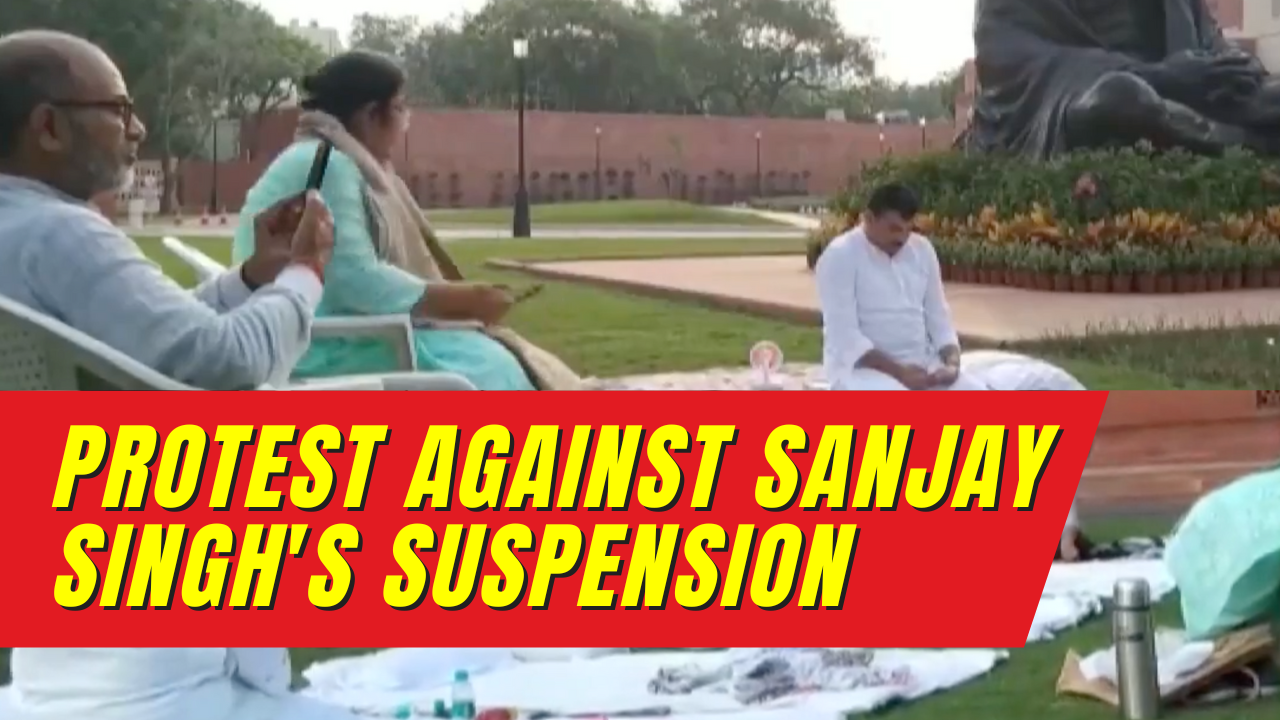 Opposition MPs protest in Parliament complex against Sanjay Singh's ...