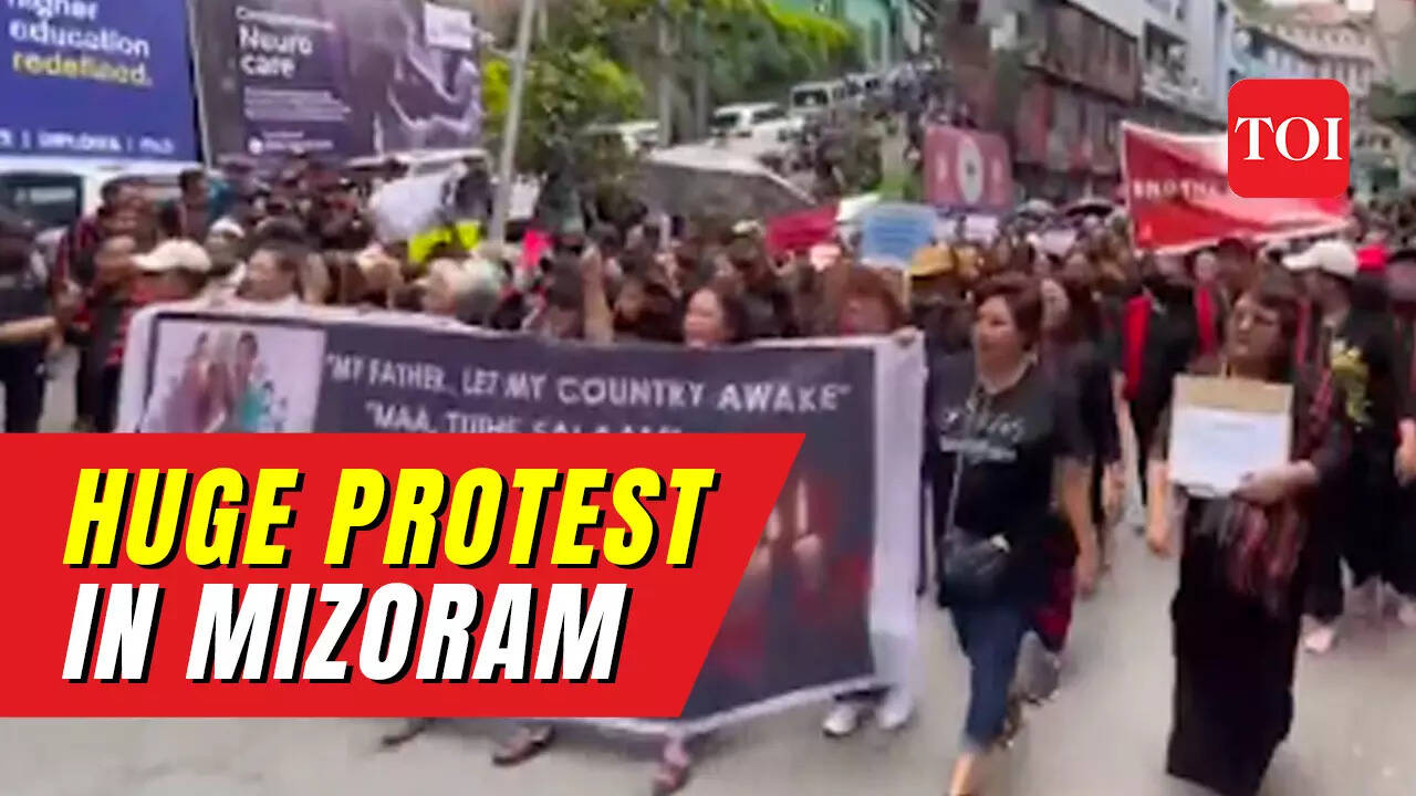 Watch: Huge protest in Mizoram over Manipur rape and violence, CM ...