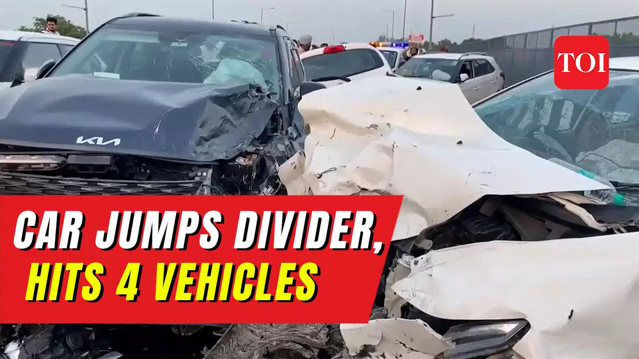 Punjab: Car jumps divider and hits vehicle coming from opposite side ...