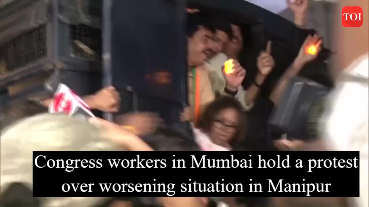 Congress protests in Mumbai over Manipur issue