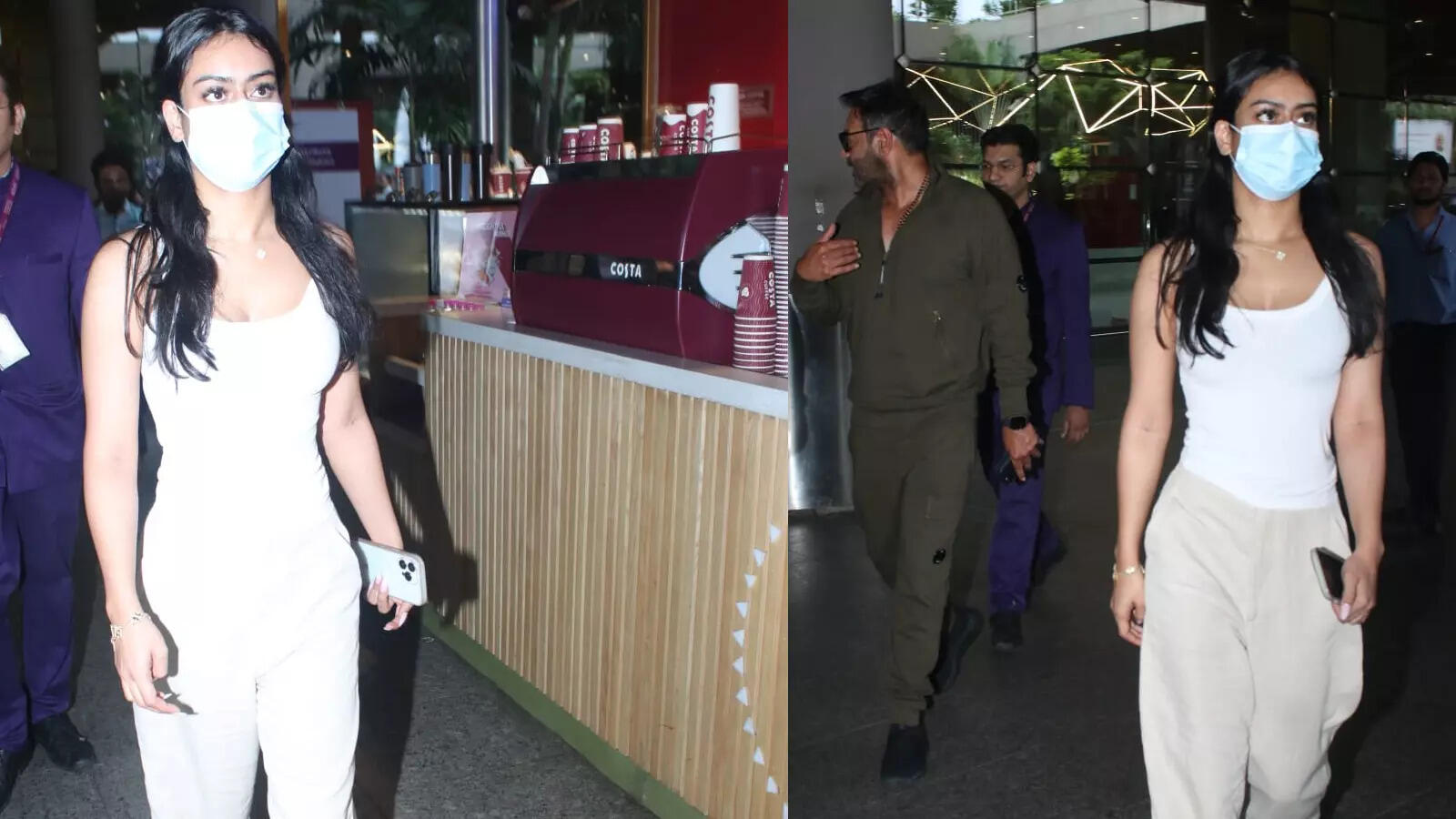 Nysa Devgan gets spotted wearing a face mask with her father Ajay Devgn ...