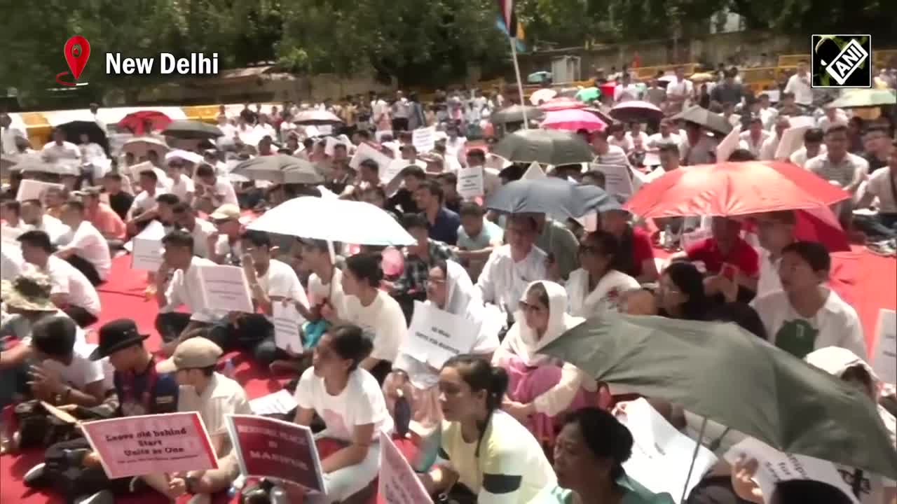 Delhi Meitei Coordinating Committee holds protest at Jantar Mantar over ...
