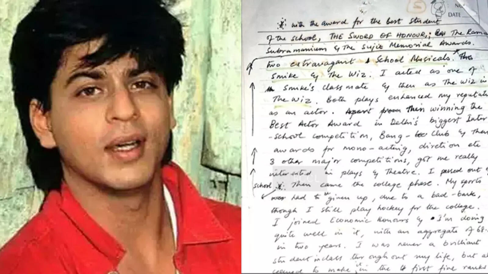 'This is gold!' Shah Rukh Khan's handwritten essay from his college ...