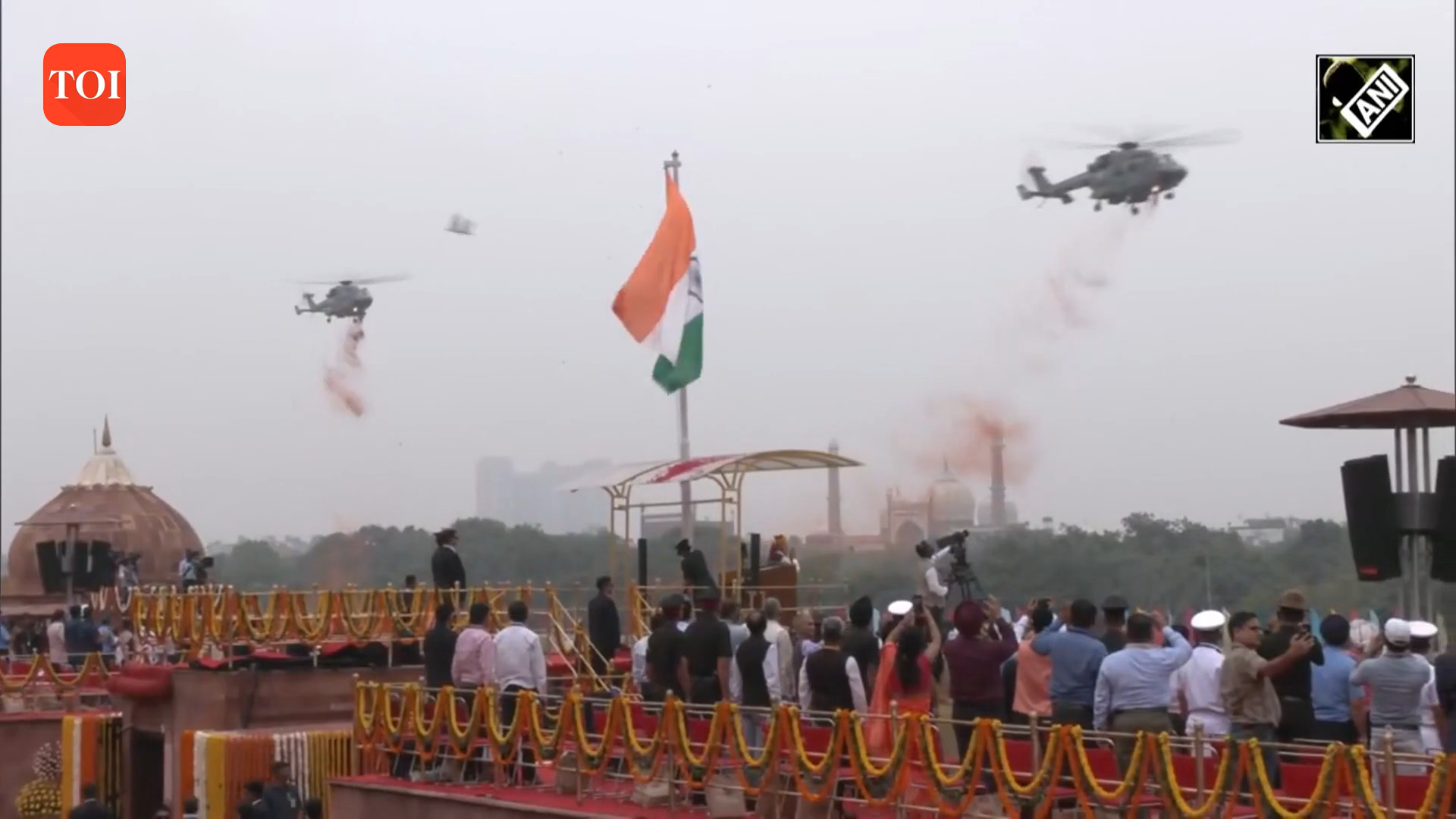 77th Independence Day: IAF helicopters shower flower petals after PM Modi hoists Tiranga at Red Fort