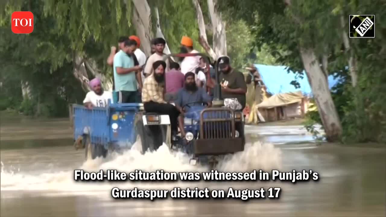 Floods hit Gurdaspur; NDRF, locals assisting victims.