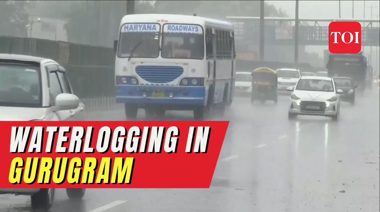 Watch: Heavy rain triggers waterlogging woes in Gurugram's Rajeev Chowk