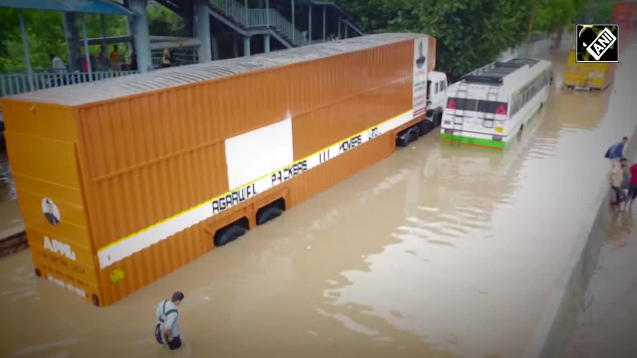 gurugram: Drone visuals show severe waterlogging in Gurugram, throwing life out of gear