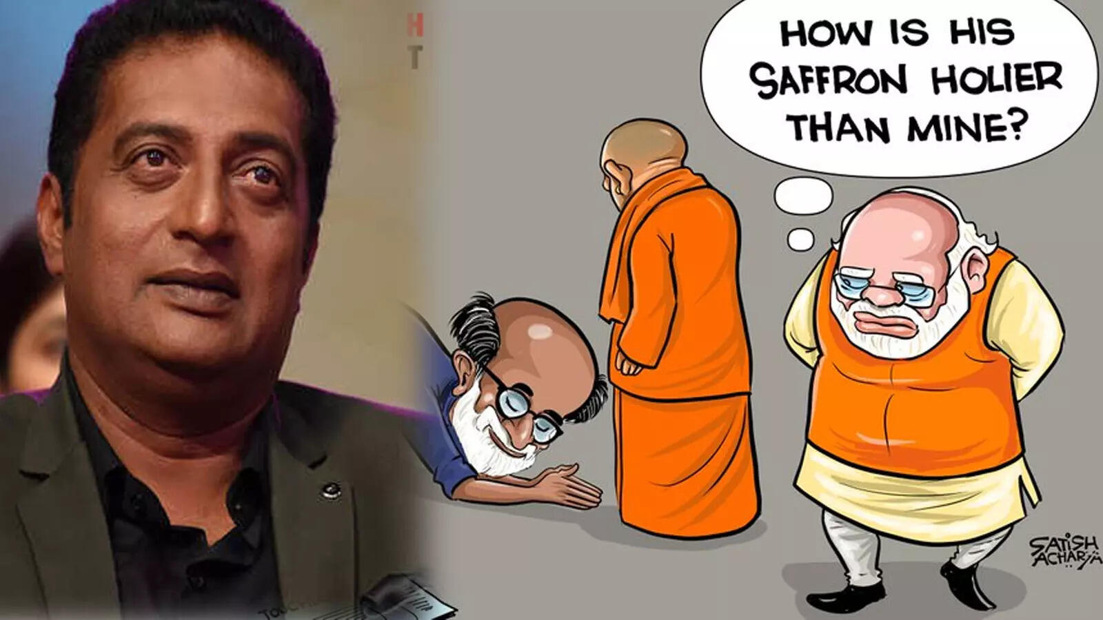 Politcial war erupts after Prakash Raj shares cartoon of Rajinikanth ...