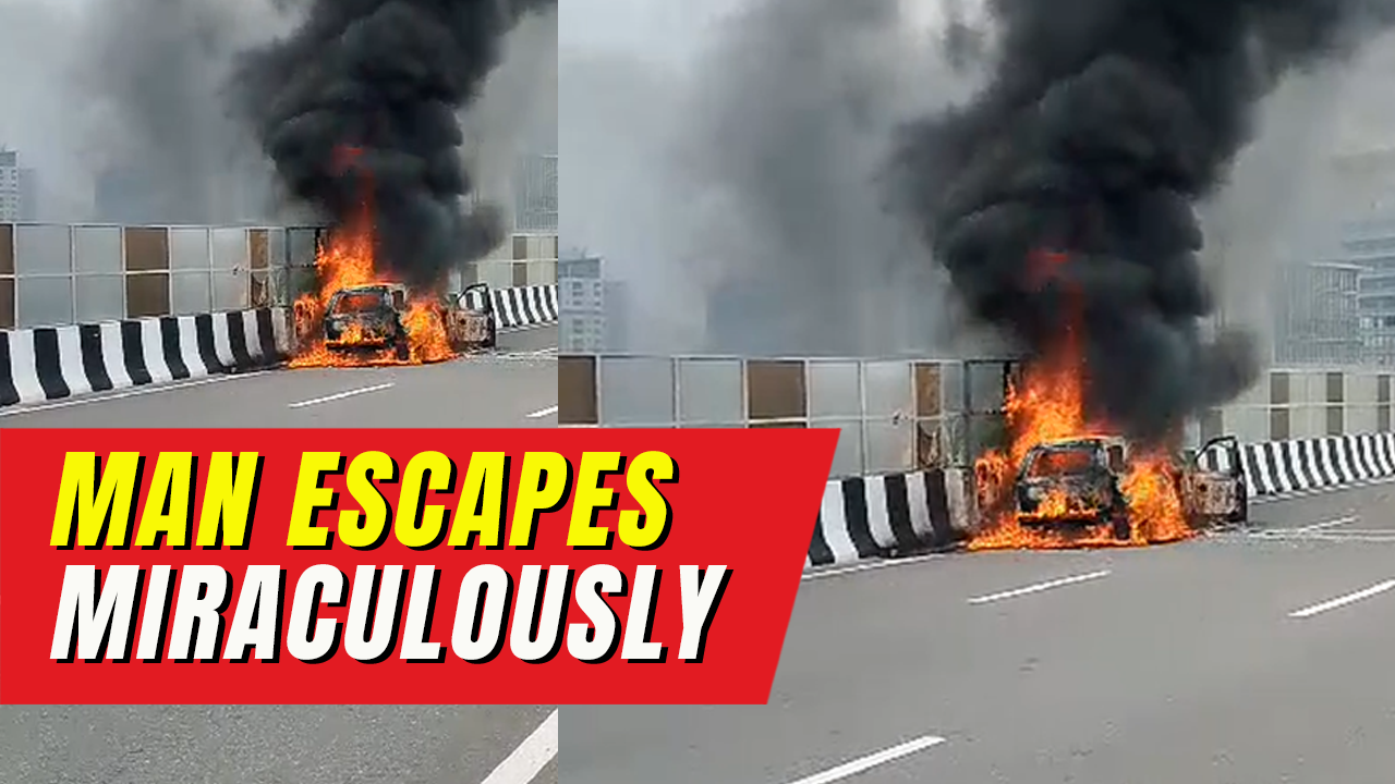 Caught on cam: Land Rover catches fire on Sohna elevated Highway in ...