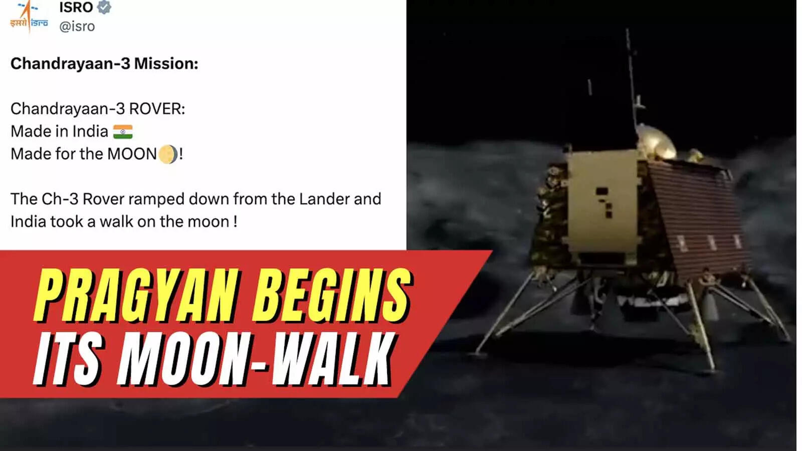 ‘India took a walk on the moon’: Rover Pragyan begins exploring moon’s ...