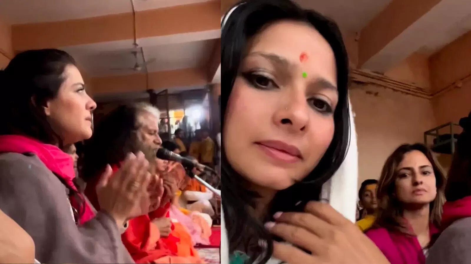 Tanisha Mukerji shares a video performing Ganga aarti with her sister ...