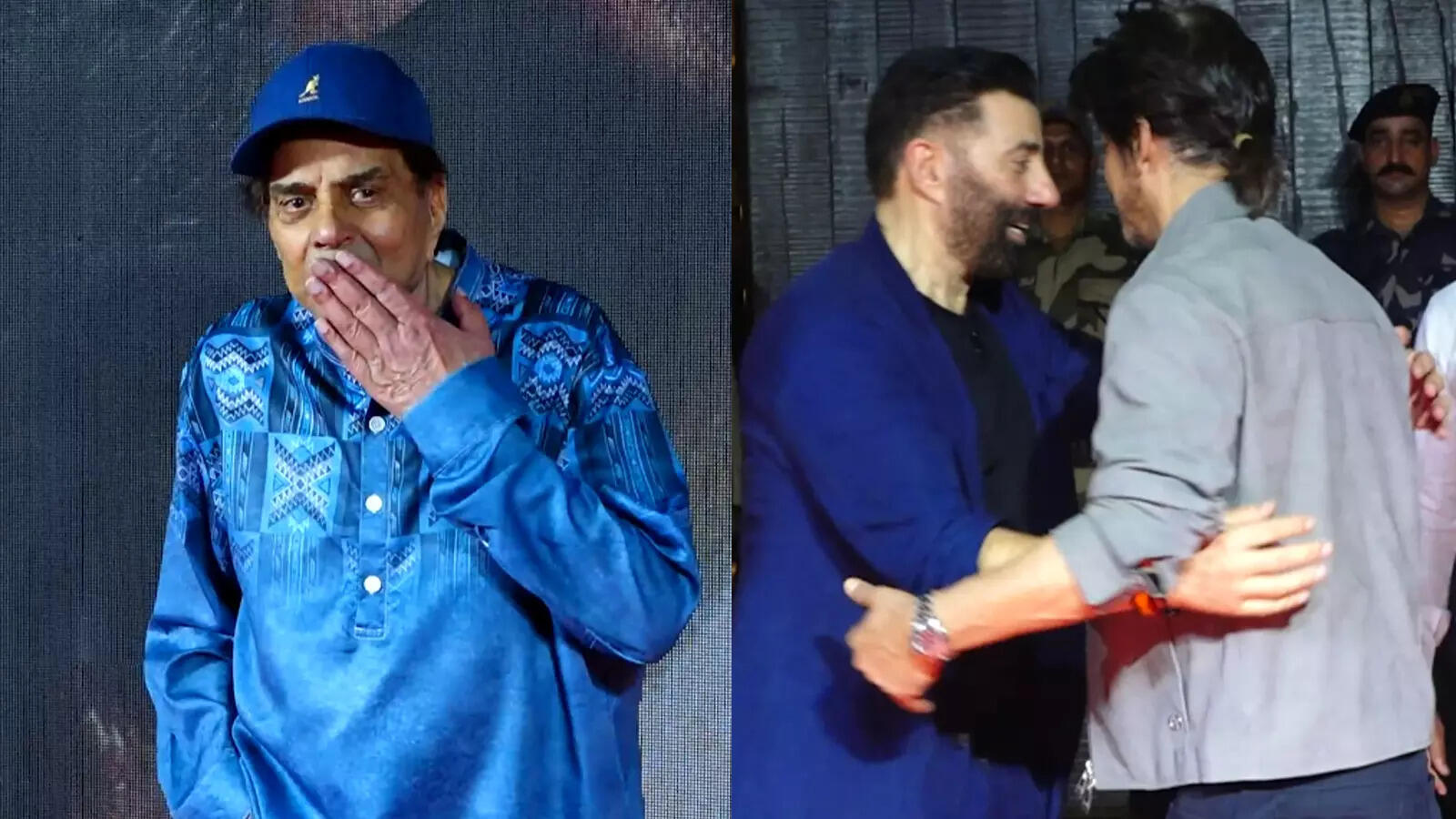 'Gadar 2' success party: Dharmendra's flying kiss steals the show, Shah Rukh Khan and Sunny Deol ...