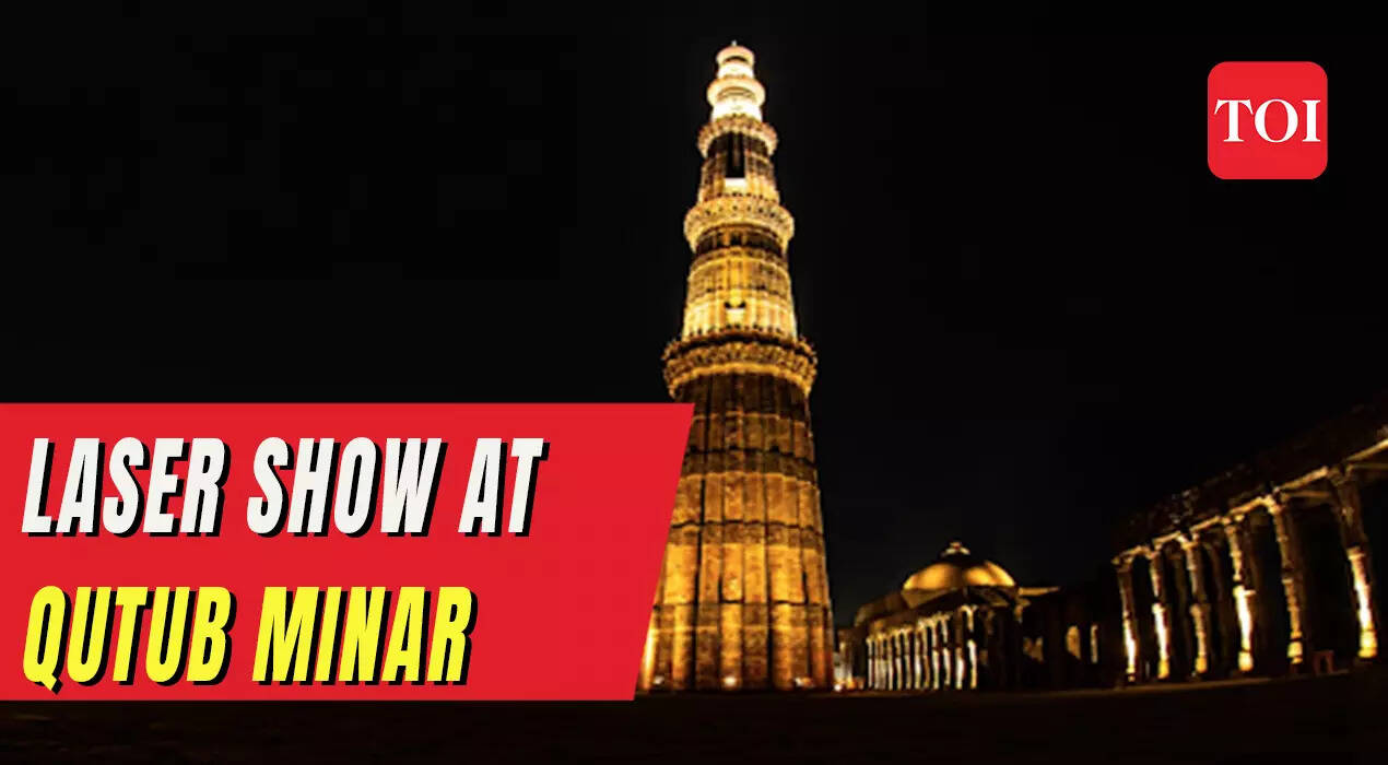 Watch: Spectacular laser show illuminates Qutub Minar ahead of 18th G20 ...
