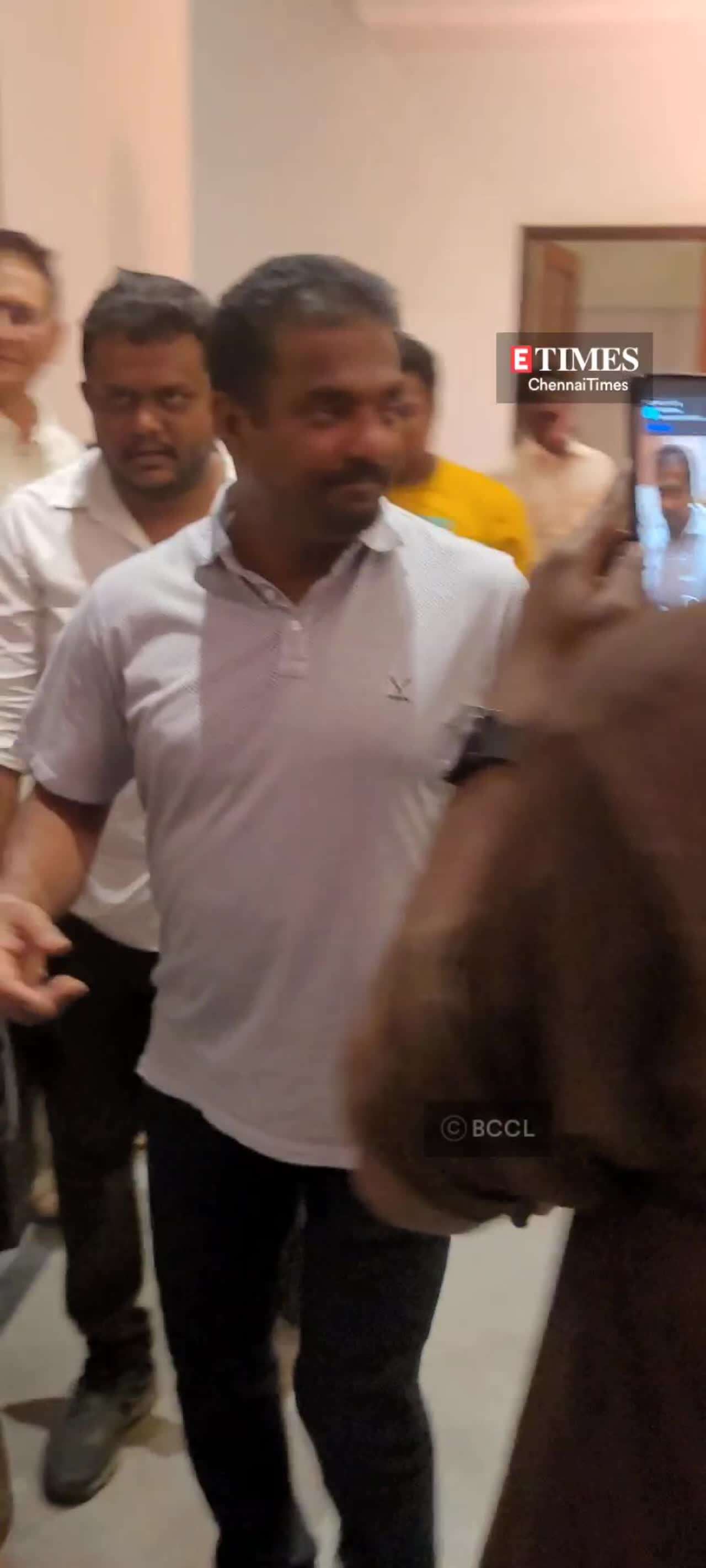 Muthiah Muralitharan arrives for the press meet of '800'